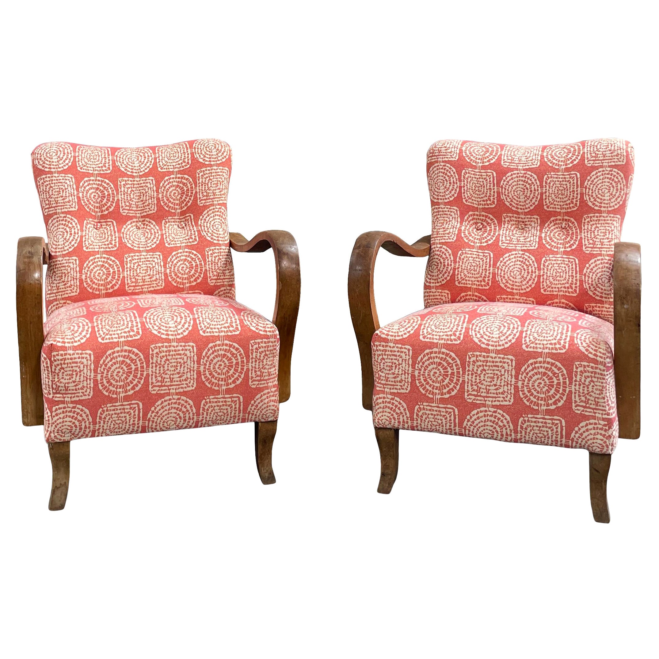 Pair of Vintage Reupholstered French Club Chairs at 1stDibs
