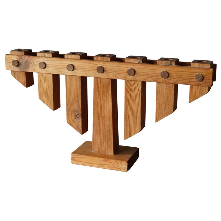Akeba, Sizable Candelabra, Solid Pine, Sweden, 1970s For Sale at 1stDibs