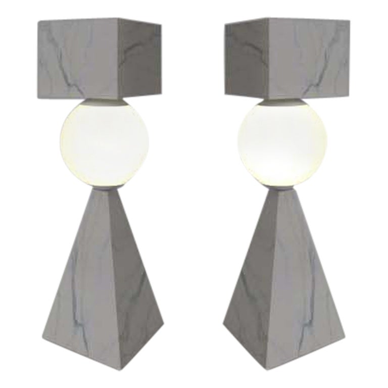 CS Class, Table Lamp, Carrara with F. Wooden Case by Sissy Daniele For ...