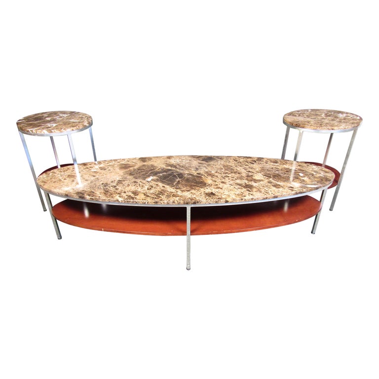 Vintage Modern Marble Coffee Table Set For Sale at 1stDibs