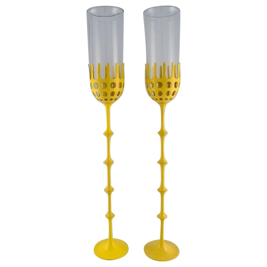 1970s Dunhill Large Brass Candlesticks, Pair at 1stDibs