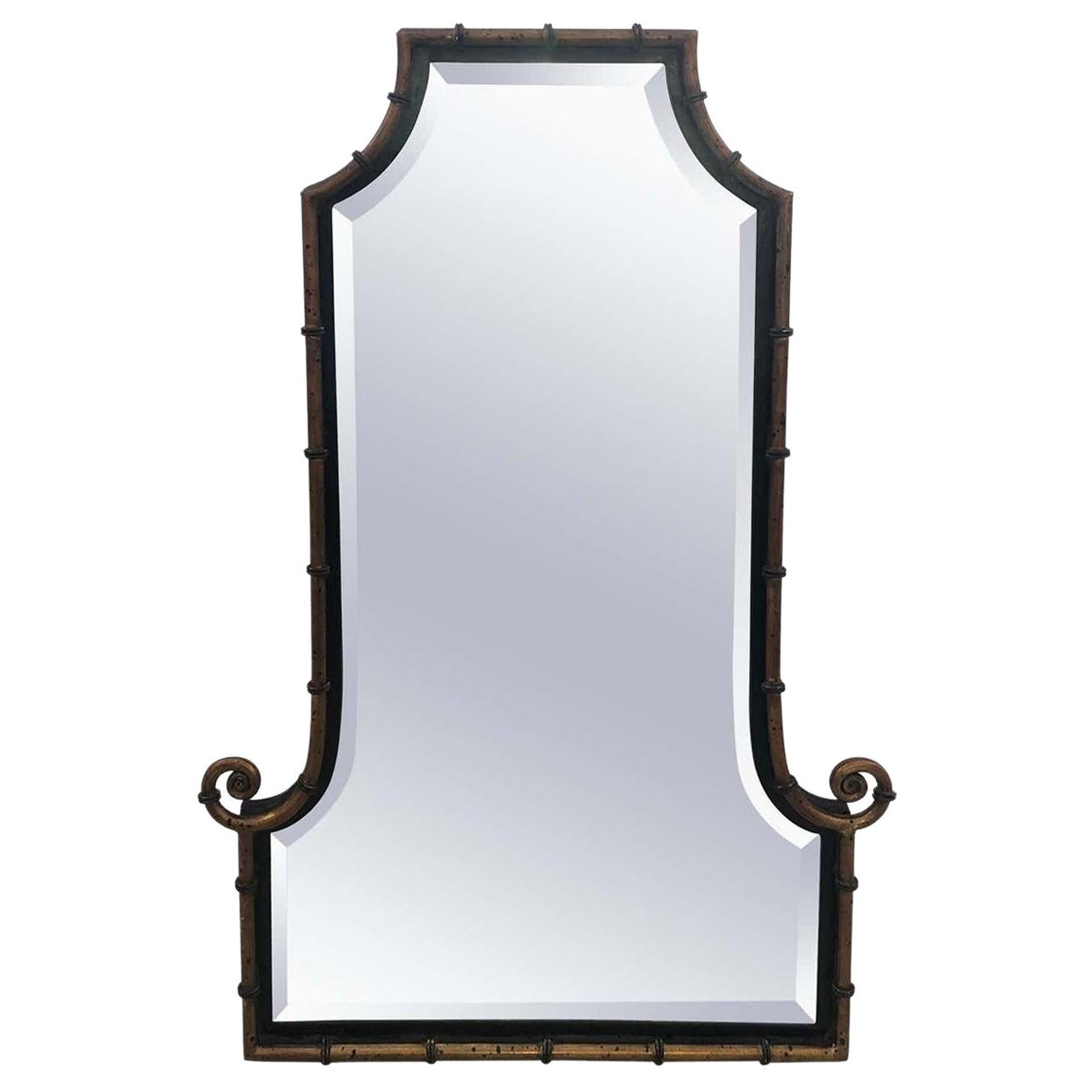 Pair of Japanese Style Black and Gold Mirrors For Sale at 1stDibs