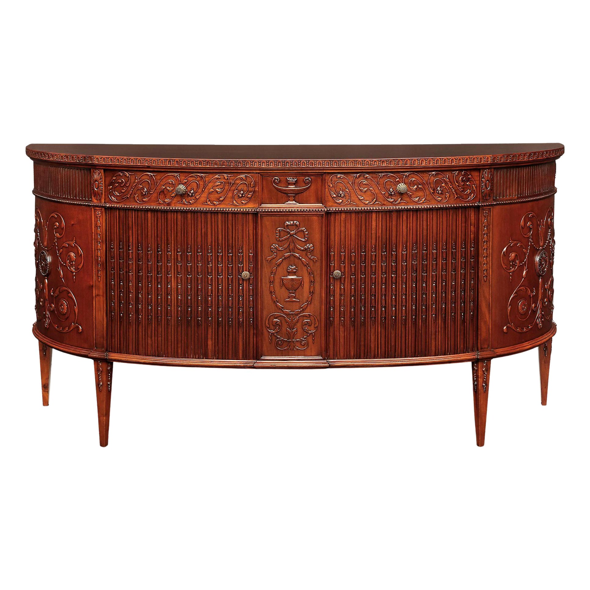 20th Century English Flame Mahogany Buffet Sideboard Regency ...