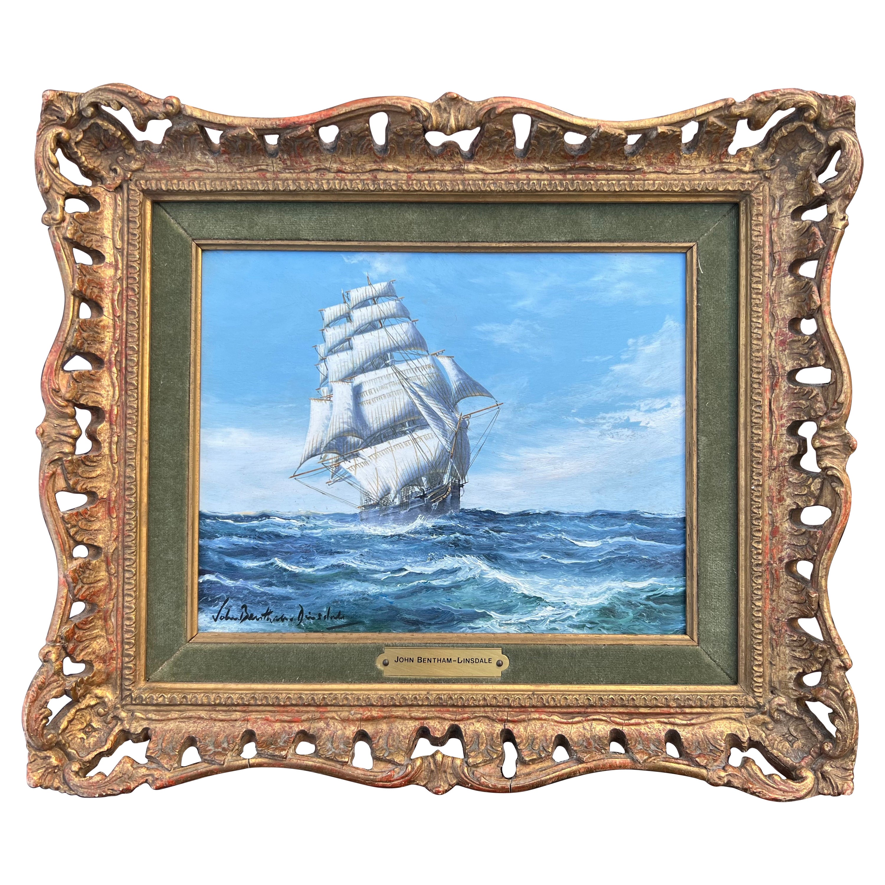 "Clipper at Full Sail" by David Bell Nautical Painting at 1stDibs