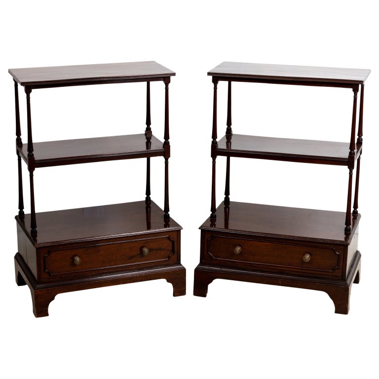 Pair of Antique Regency Style Three Tiered Side Tables For Sale at 1stDibs