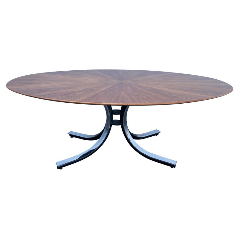 Stow Davis Walnut Starburst and Steel Dining Table / Desk For Sale at ...