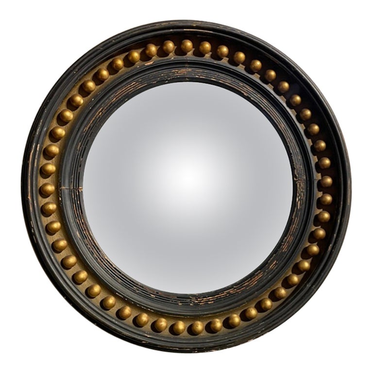 Regency Style Painted and Gilt Wood Round Convex Bullseye Mirror at 1stDibs