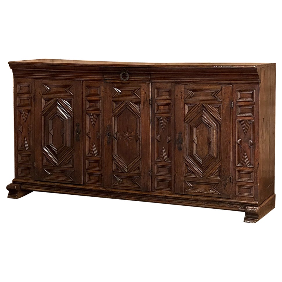 18th Century Louis XV French Buffet with Clock Morbier For Sale at 1stDibs