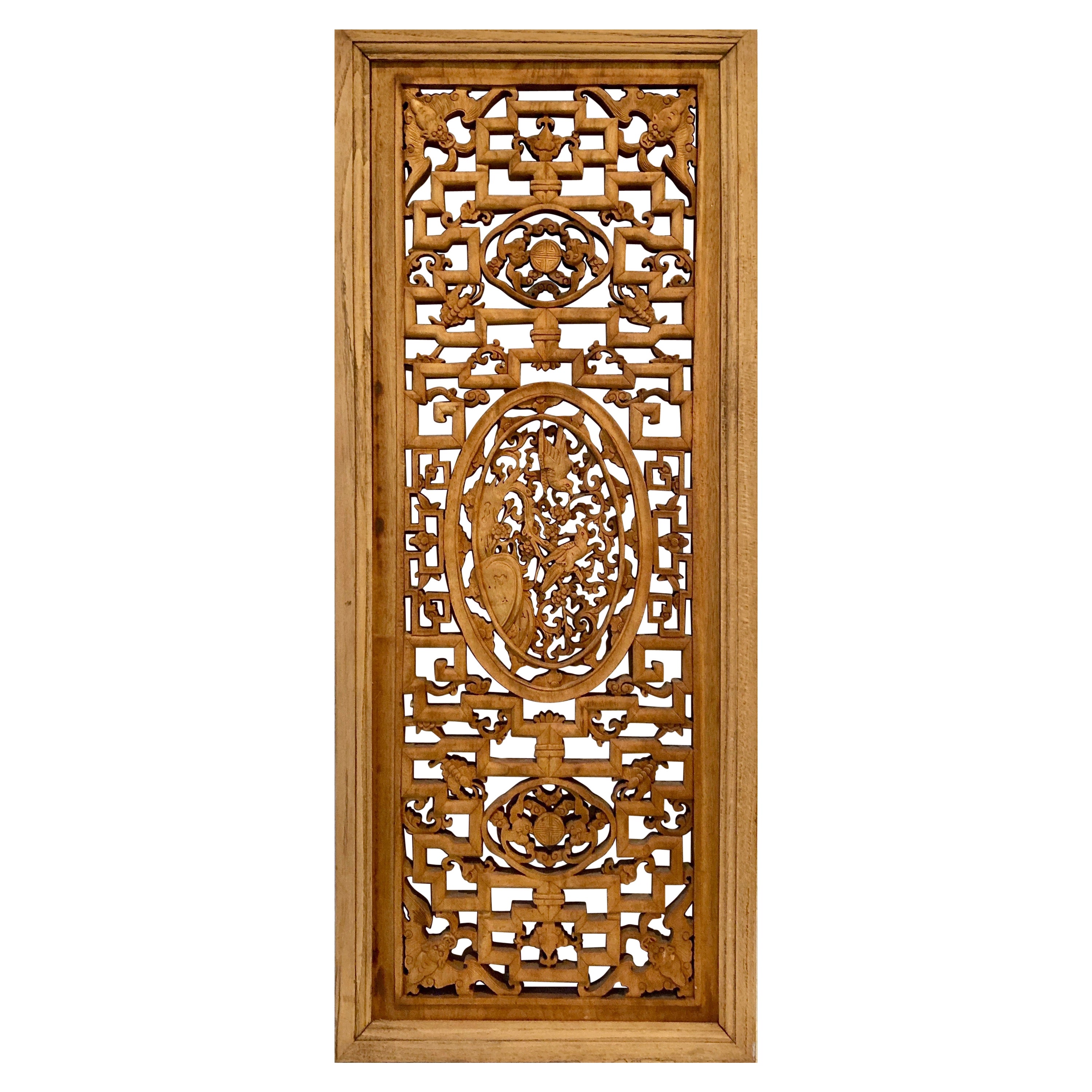 Chinese Decorative Carved Wood Panel at 1stDibs