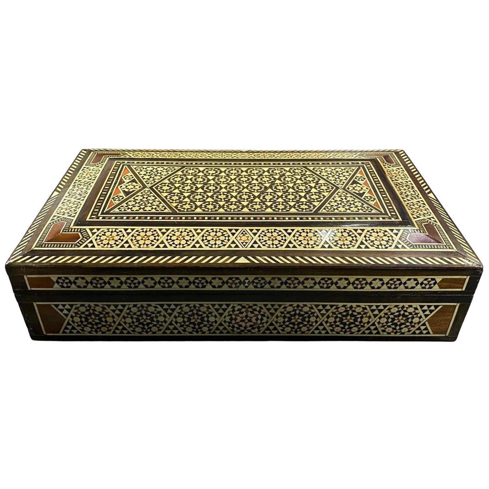 Antique Moroccan Painted Wood Box For Sale at 1stDibs
