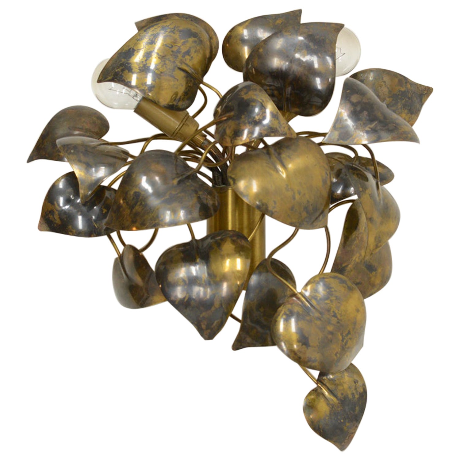 Satin Brass Leaf Wall Lamp For Sale at 1stDibs