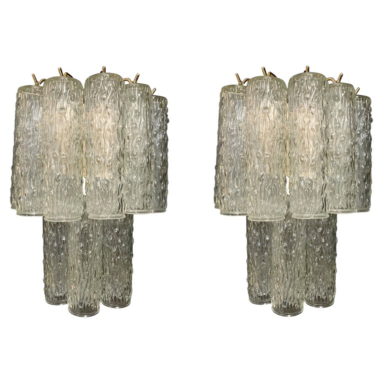Pair of Textured Tubes Sconces, 2 Pairs Available For Sale at 1stDibs