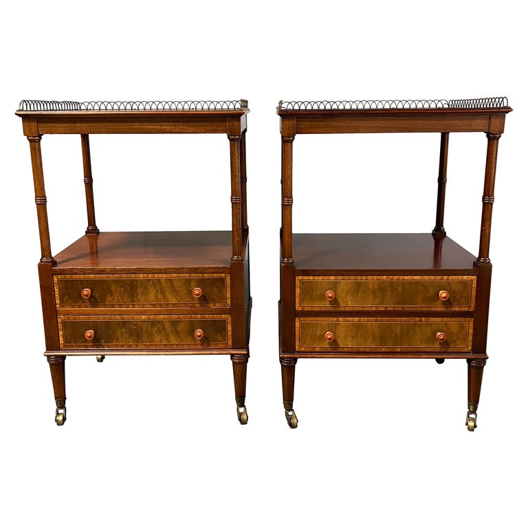 Vintage Petite Federal Style Mahogany Bedside Tables at 1stDibs