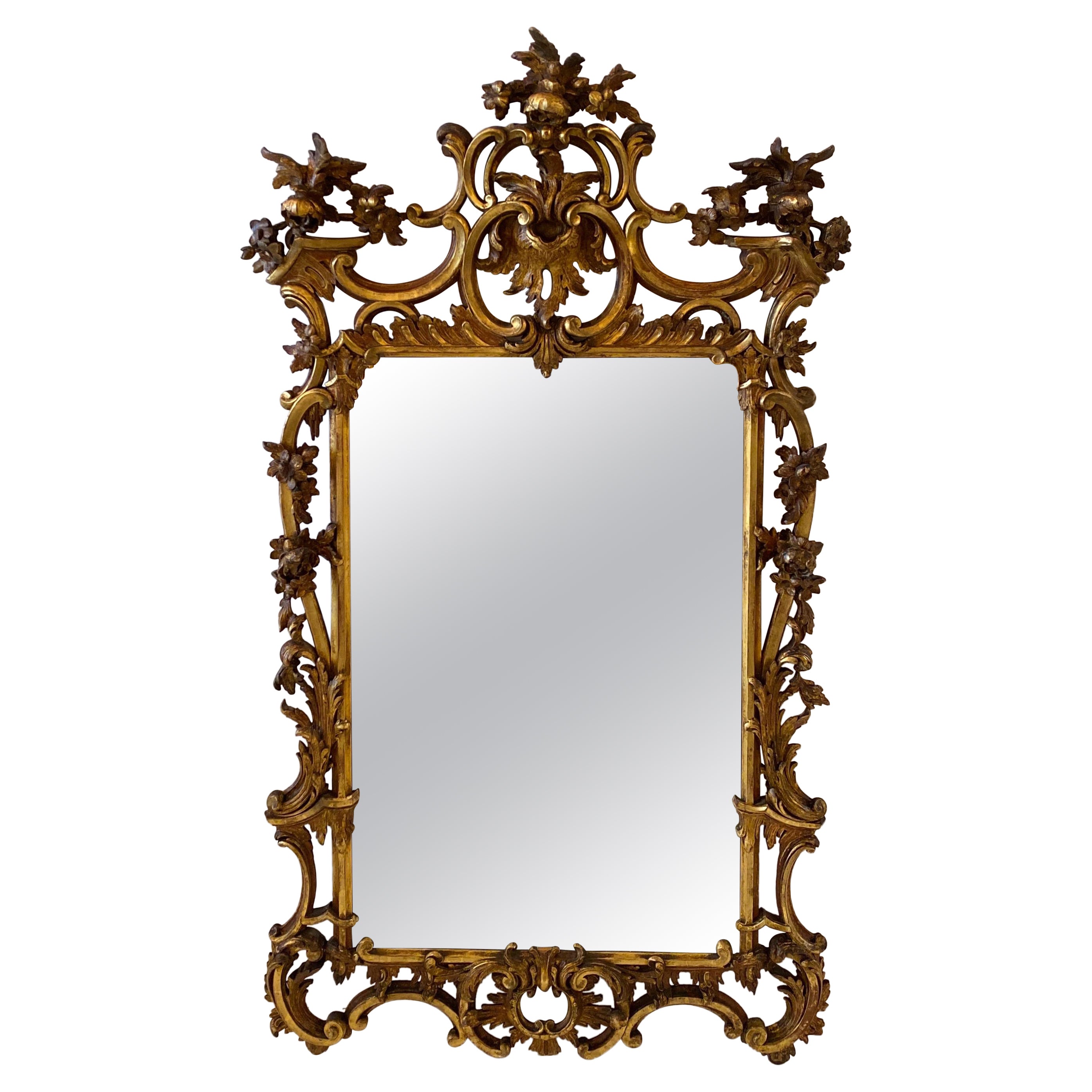 Large Mirror with Elaborate Vintage Gilt Wood Frame at 1stDibs ...
