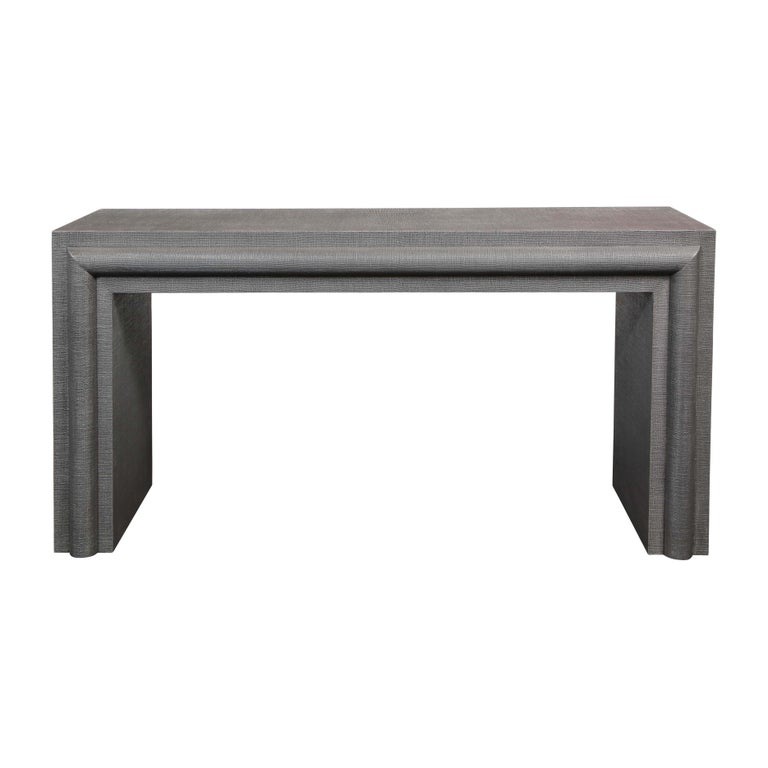 Beautiful Custom Console Table in Lacquered Linen 1970s For Sale at 1stDibs