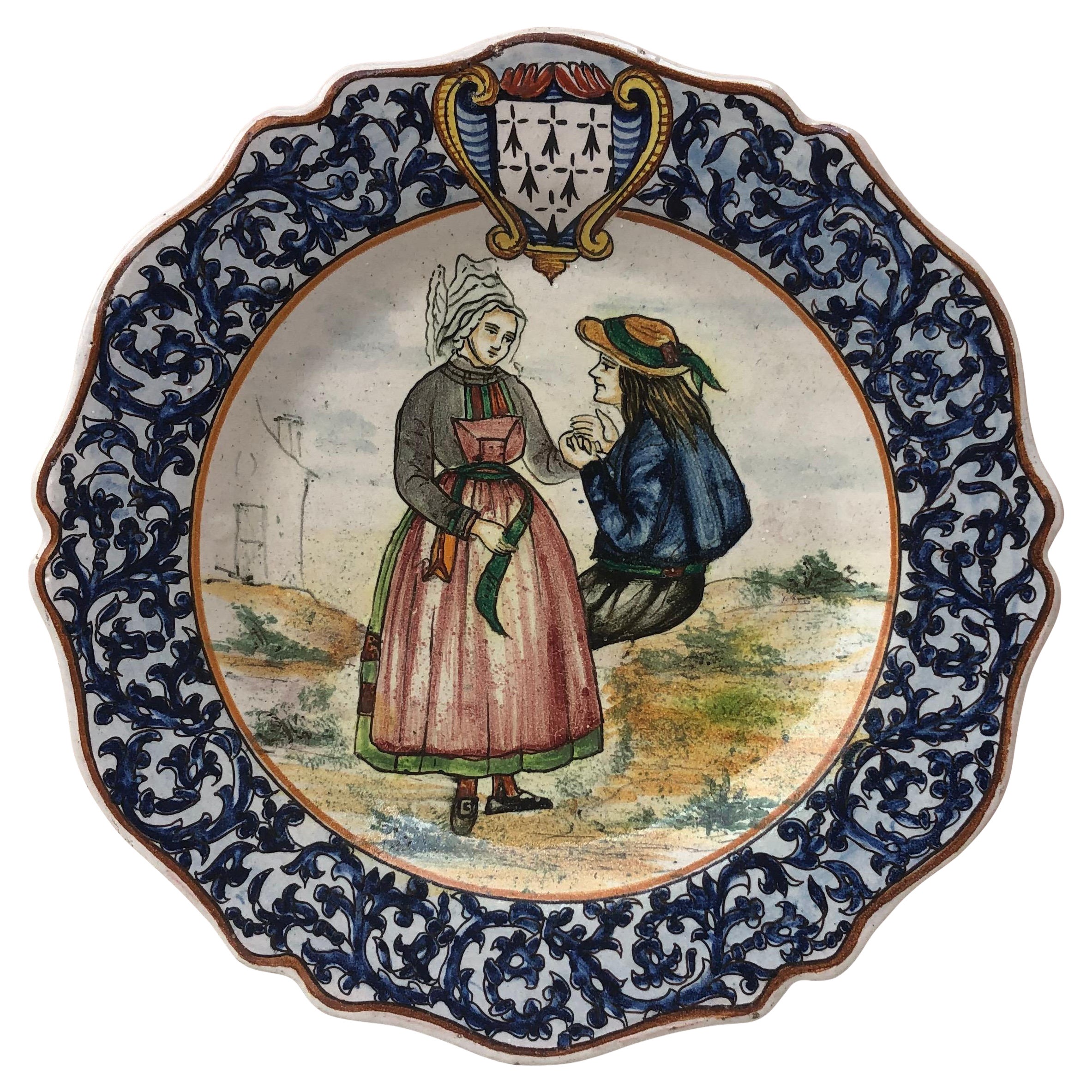 French Faience Plate Fourmaintraux Desvres, circa 1890 at 1stDibs