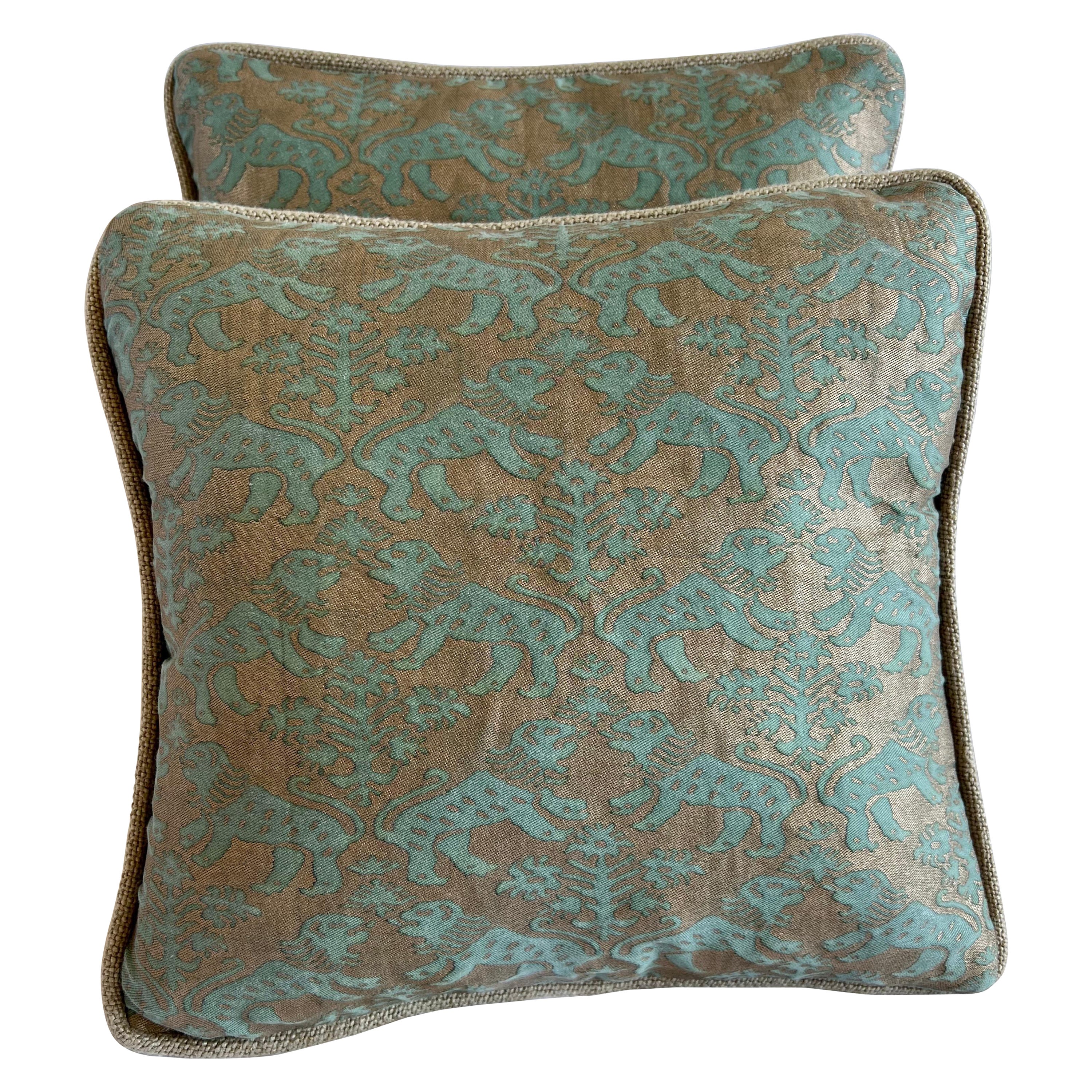 Pair of Blue and Silver Fortuny Pillows at 1stDibs