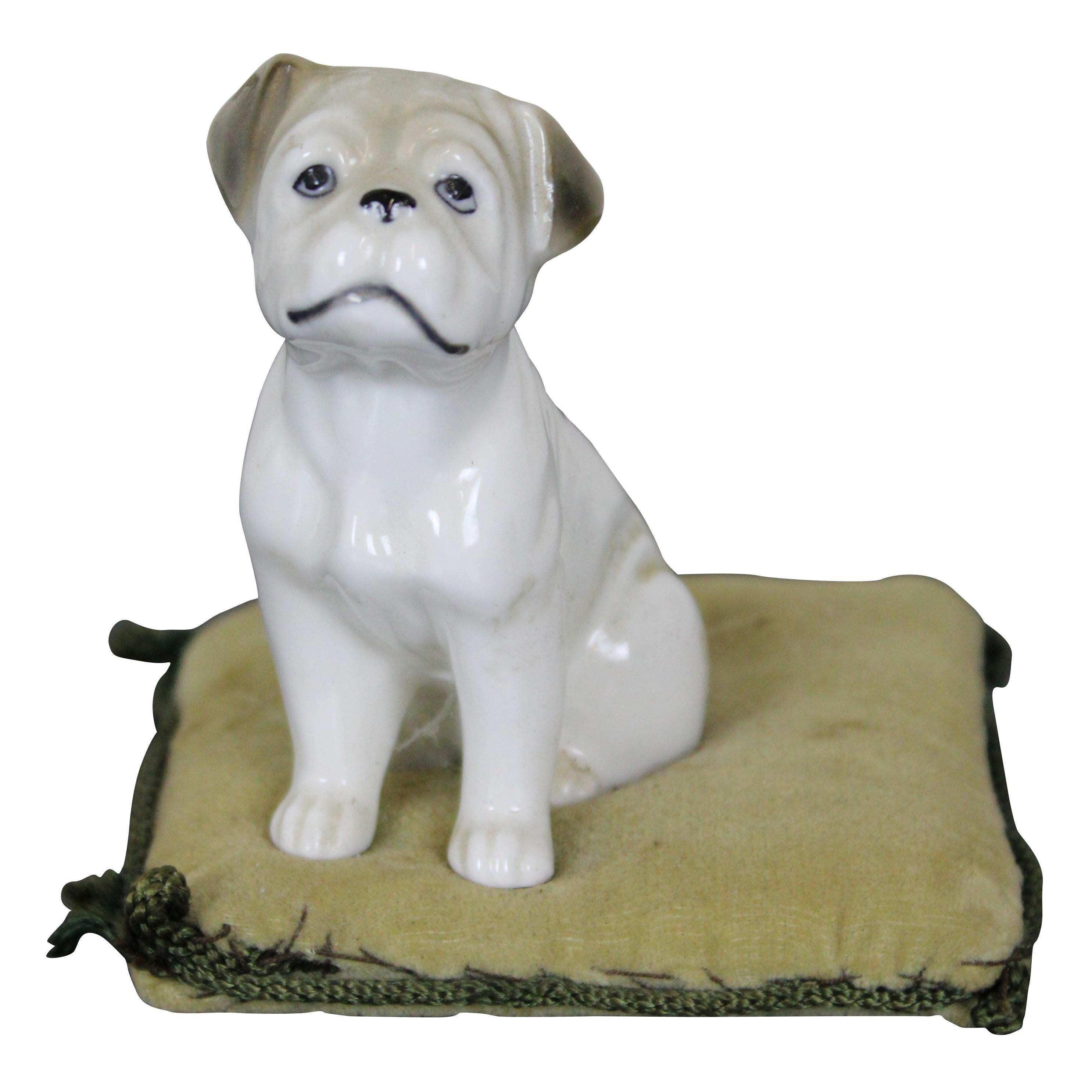 Dresden Porcelain Pug Dog Figures on Gilt Bronze Bases at 1stDibs