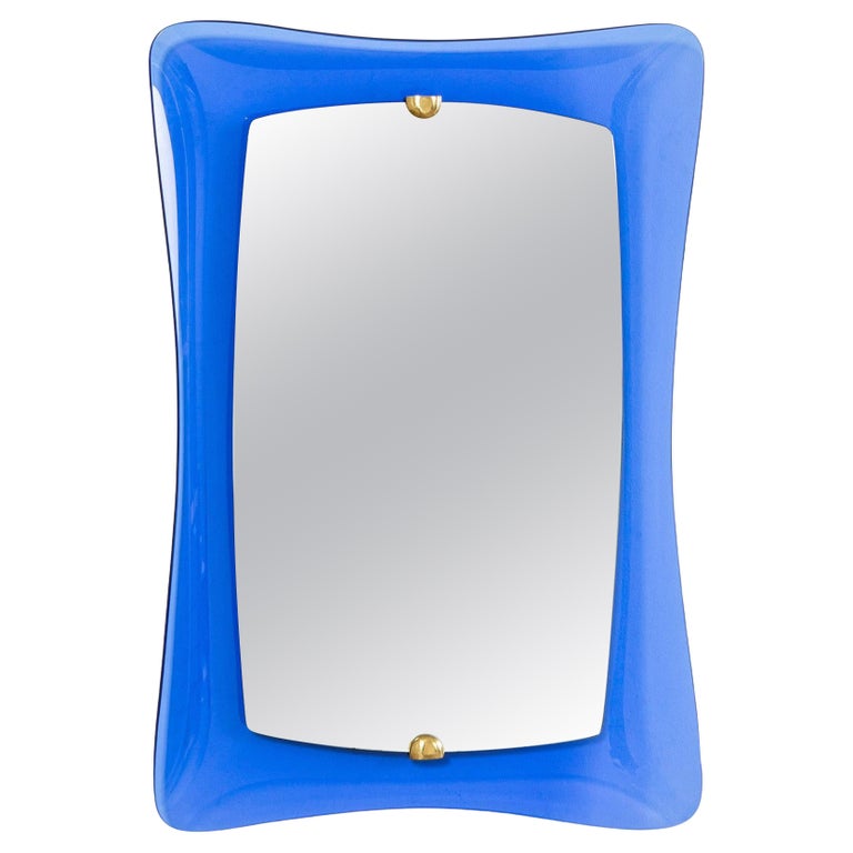 20th Century Cristal Art Wall Mirror with Ground Colored Glass Frame ...