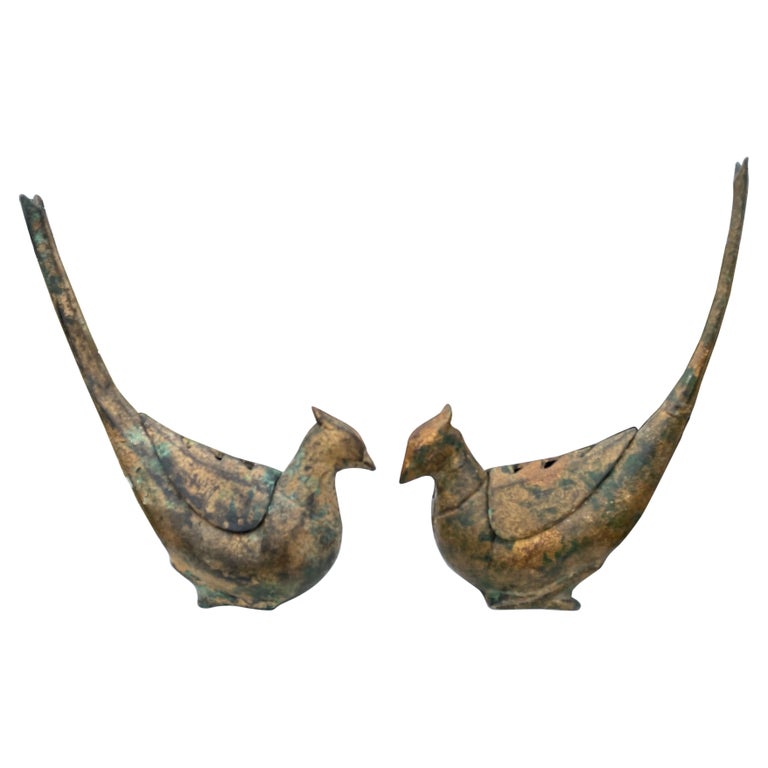 Japanese Pair Vintage Gilt Pheasant Bird Lighting Lanterns For Sale at ...
