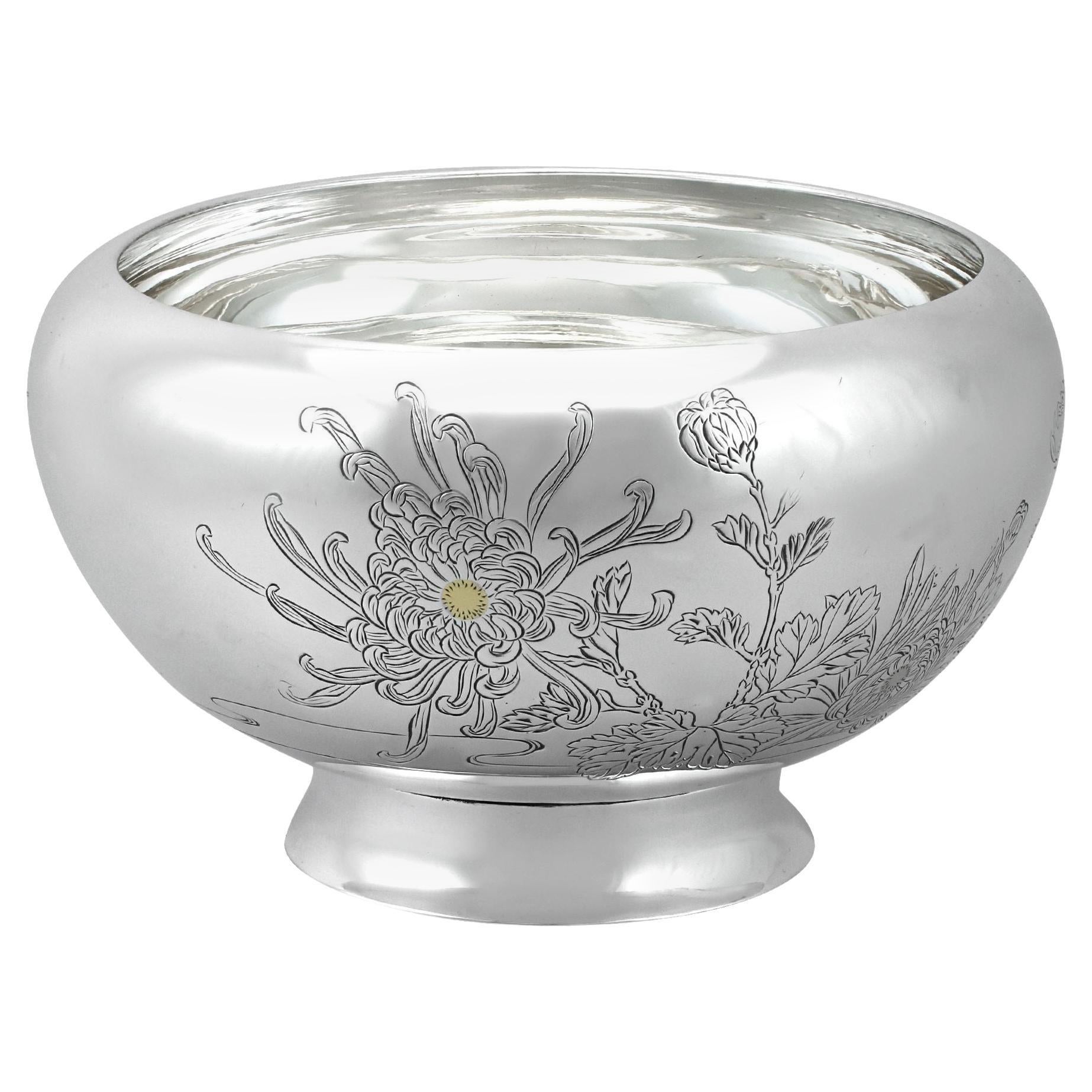 Antique Japanese Silver Serving Bowl For Sale at 1stDibs