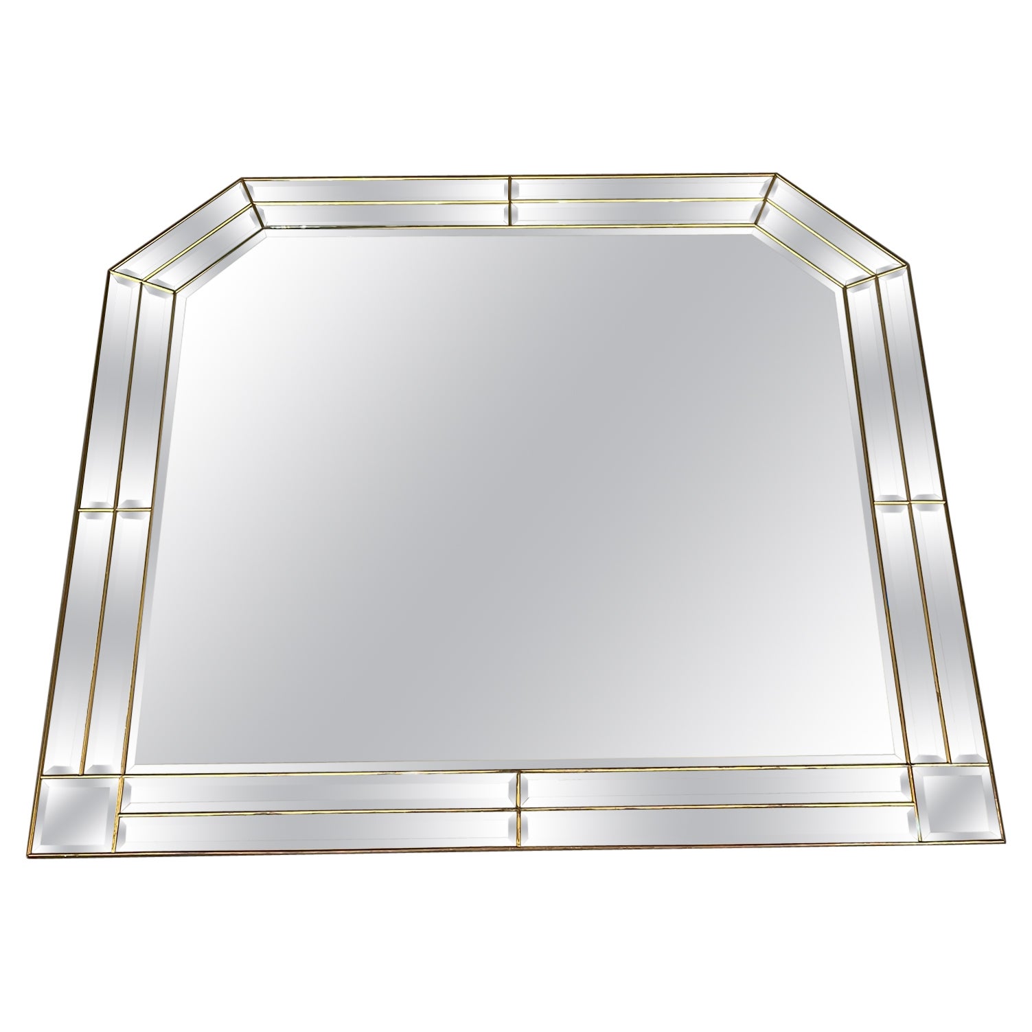 Large Chrome Framed Beveled Mirror at 1stDibs