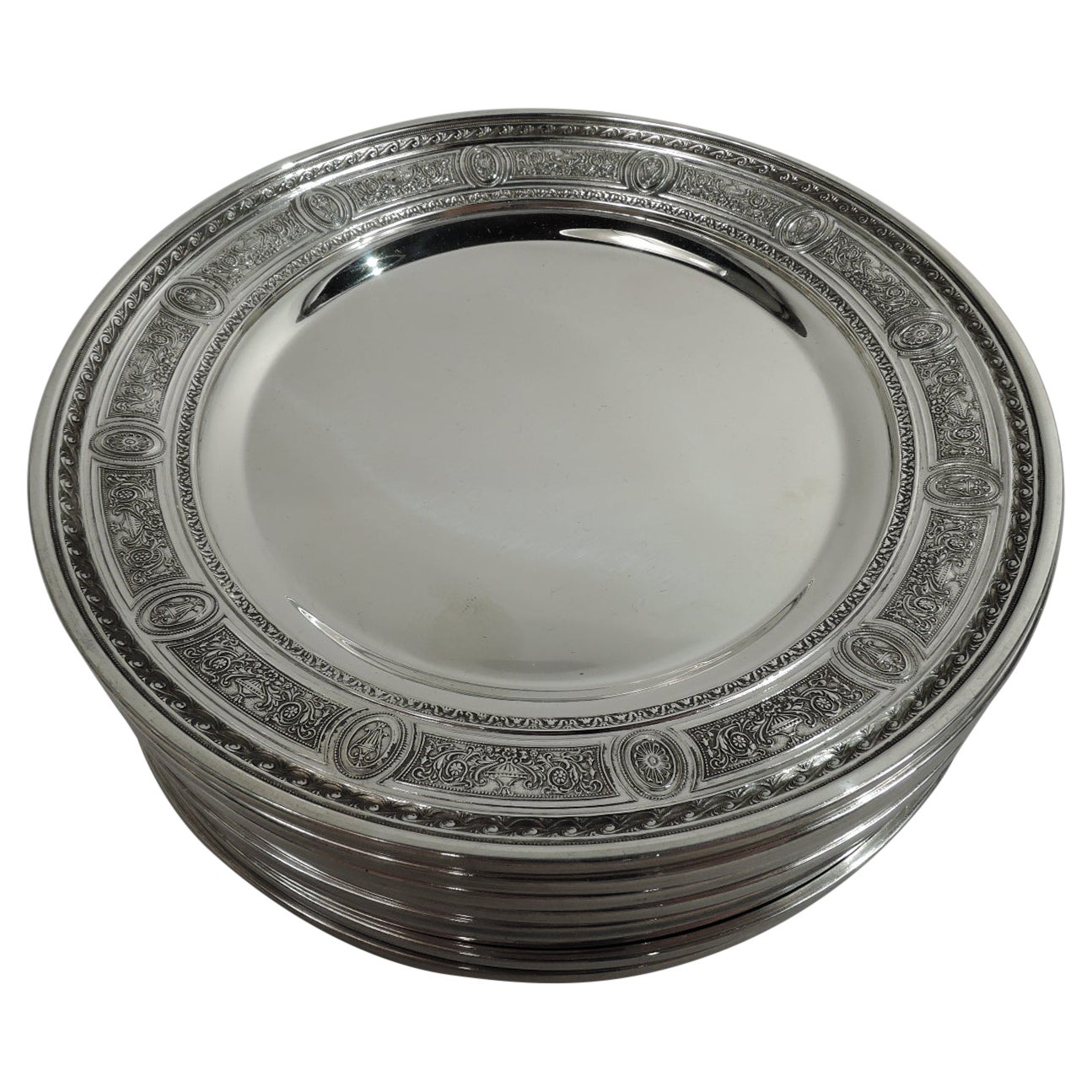 Set of Twelve Sterling Silver-Gilt Dessert Plates, circa 1900 For Sale ...