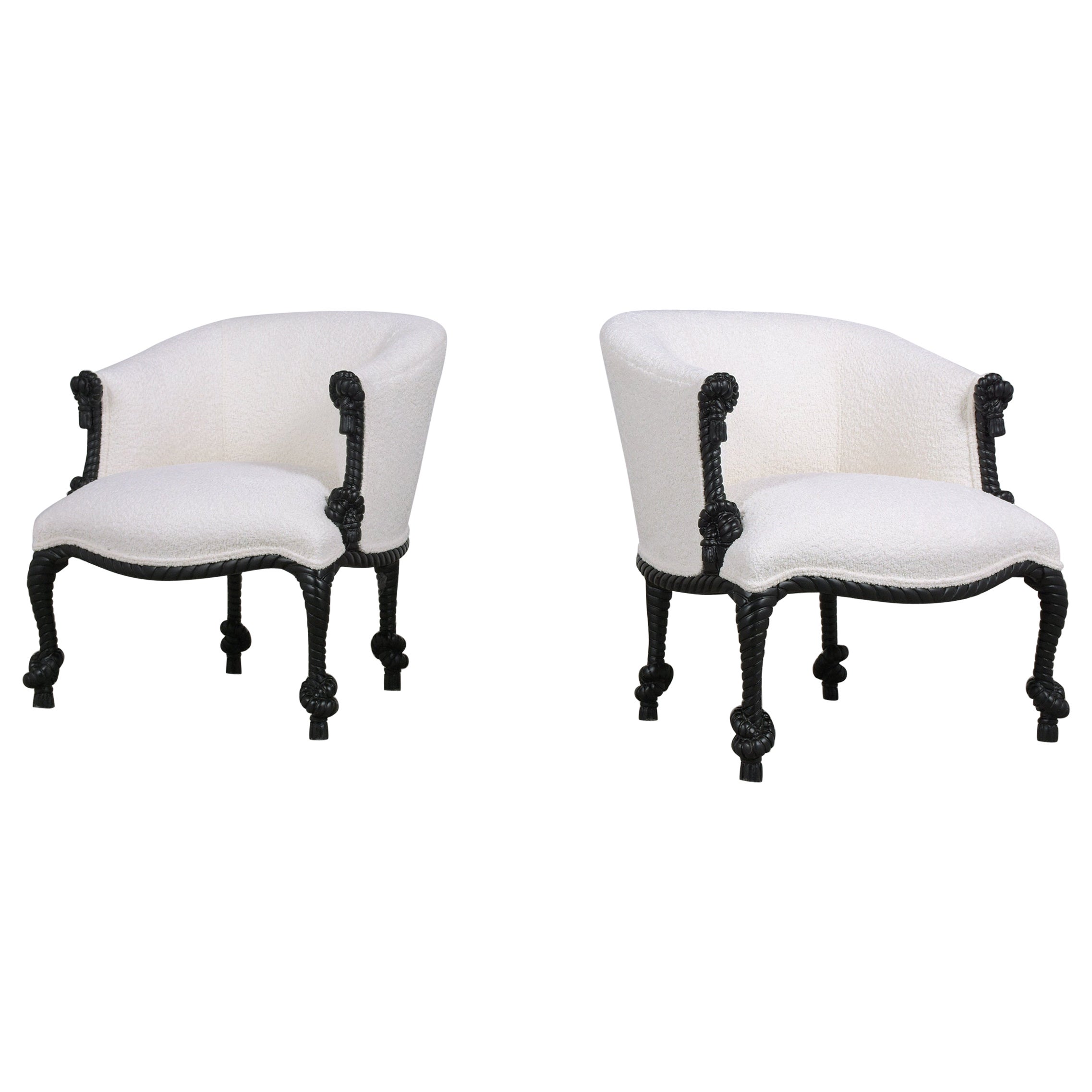 Pair of Lined and Pleated Spectacular Overstuffed Boudoir or Lounge ...