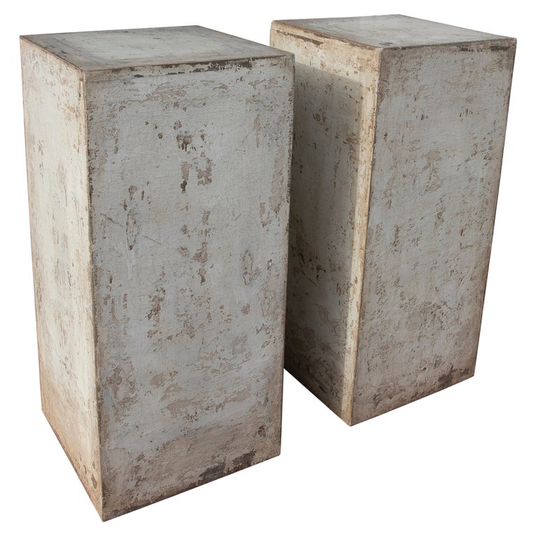 1970s Pair of Rectangular Polychromed Wooden Stands For Sale at 1stDibs