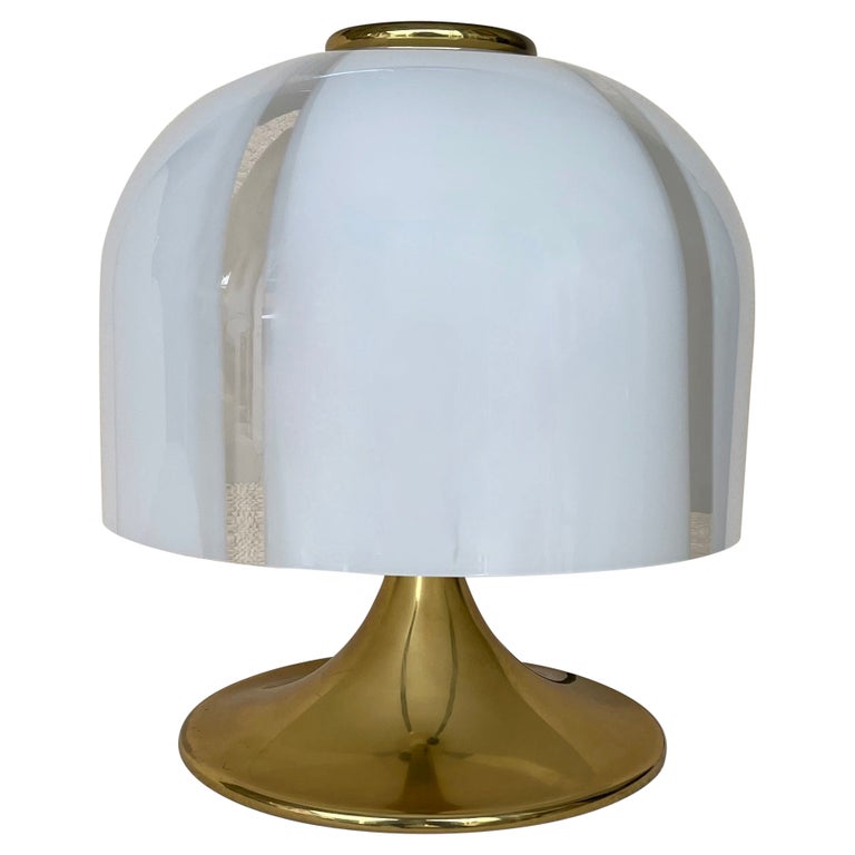 Mushroom Lamp Brass and Murano Glass by F. Fabbian, Italy, 1970s at 1stDibs