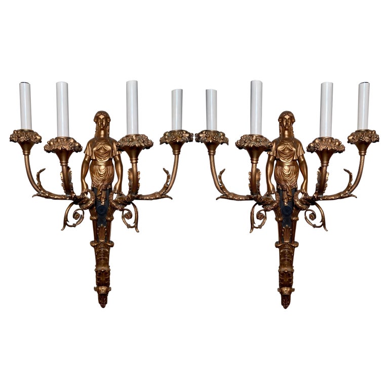 Pair Antique French Empire Bronze D'ore Wall-Lights, circa 1830-1850 ...