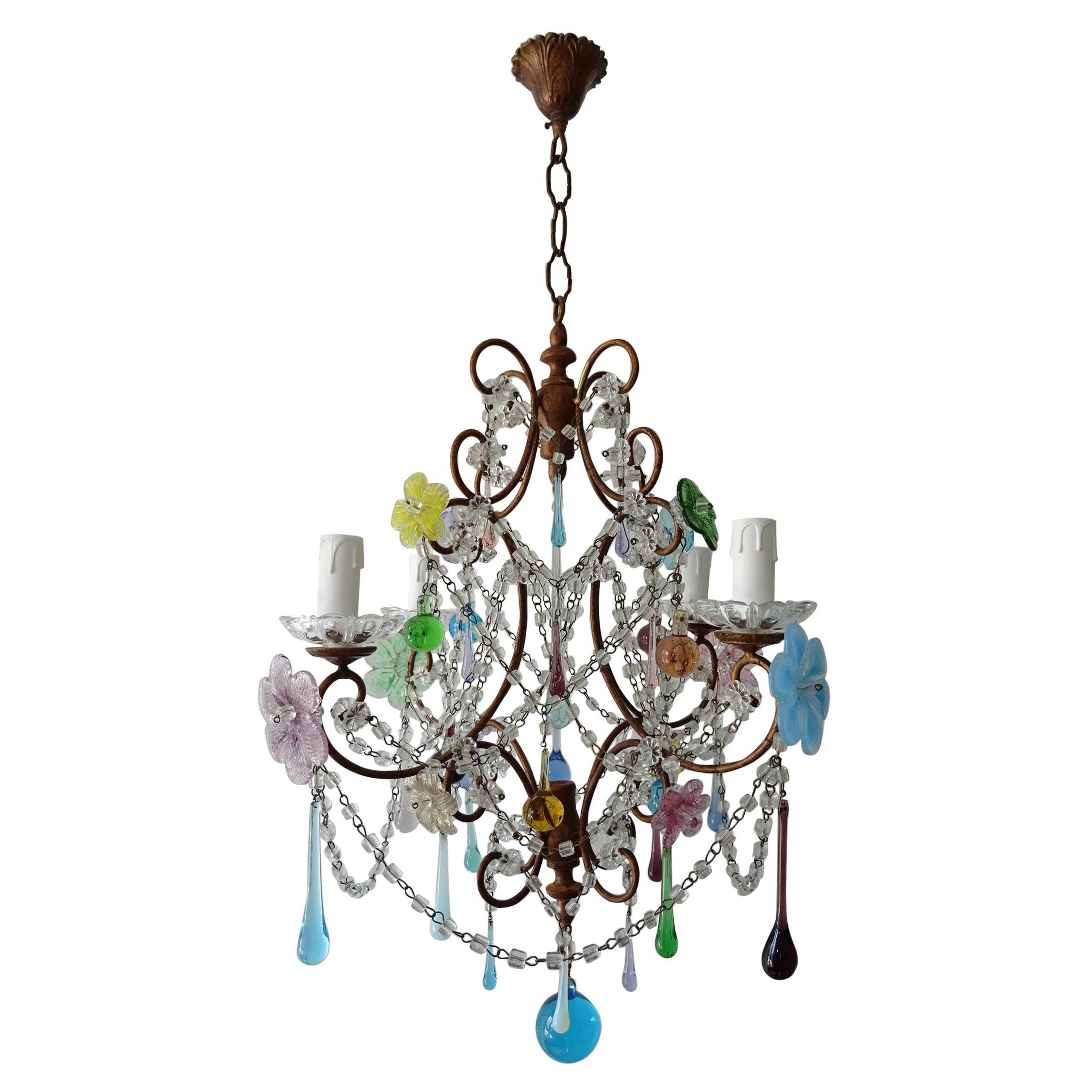 Venetian Multi-Color Glass Chandelier, circa 1920 For Sale at 1stDibs ...