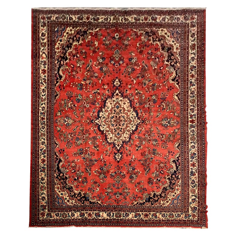 Red Vintage Rug Traditional Area Rug Large Handmade Floral Wool Carpet ...