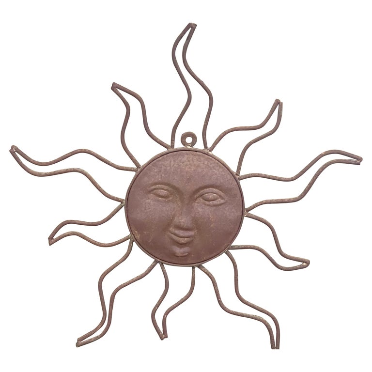 Distressed Metal Sun Sculpture / Wall Hanging For Sale at 1stDibs