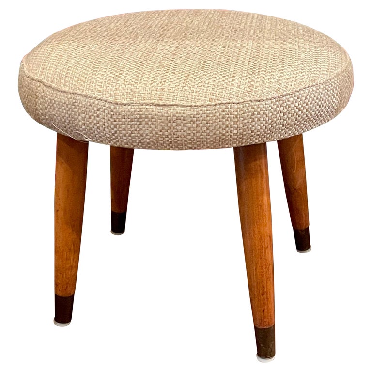 American Mid Century Petite Ottoman Freshly Upholstery at 1stDibs