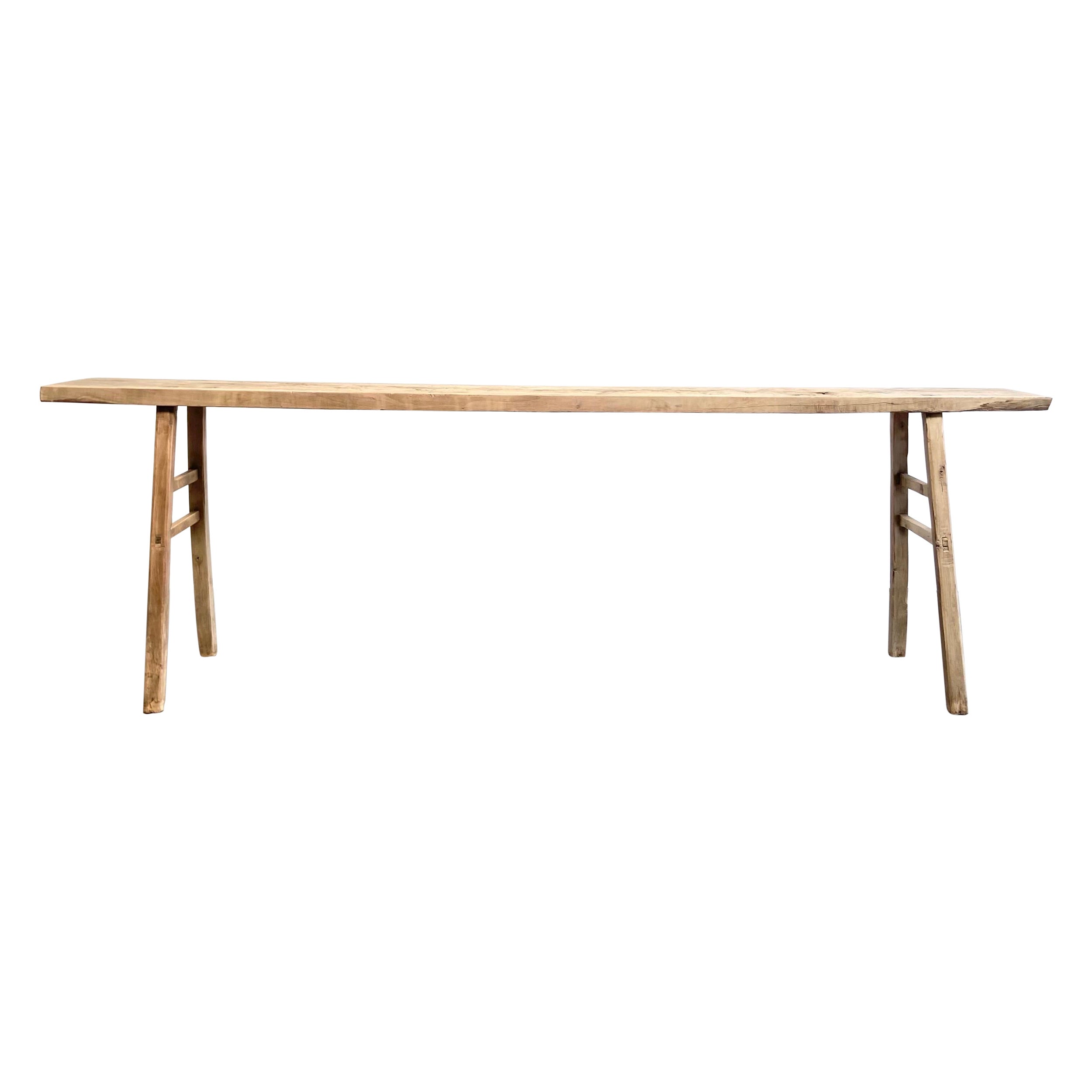 Antique Asian Long Elm Wood Console at 1stDibs
