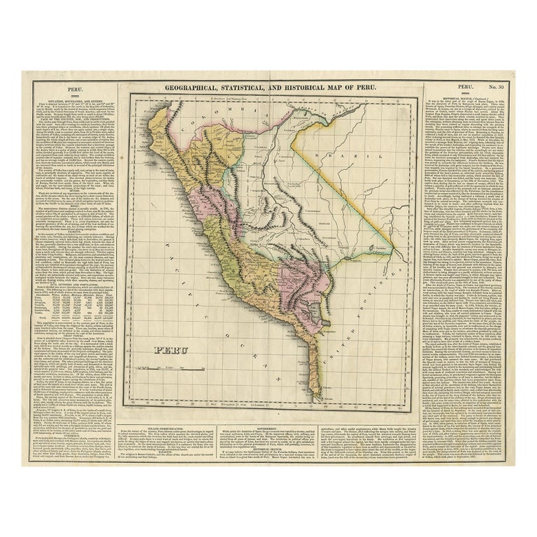 Antique Map of Peru by Carey, 1822 For Sale at 1stDibs