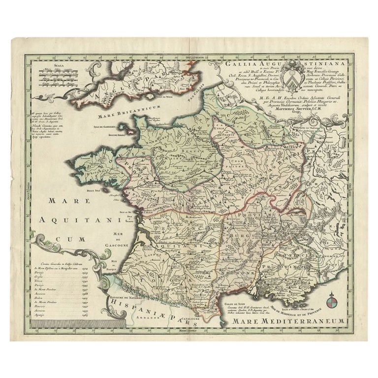 Antique Map of Roman Gaul by Seutter, c.1760 For Sale at 1stDibs