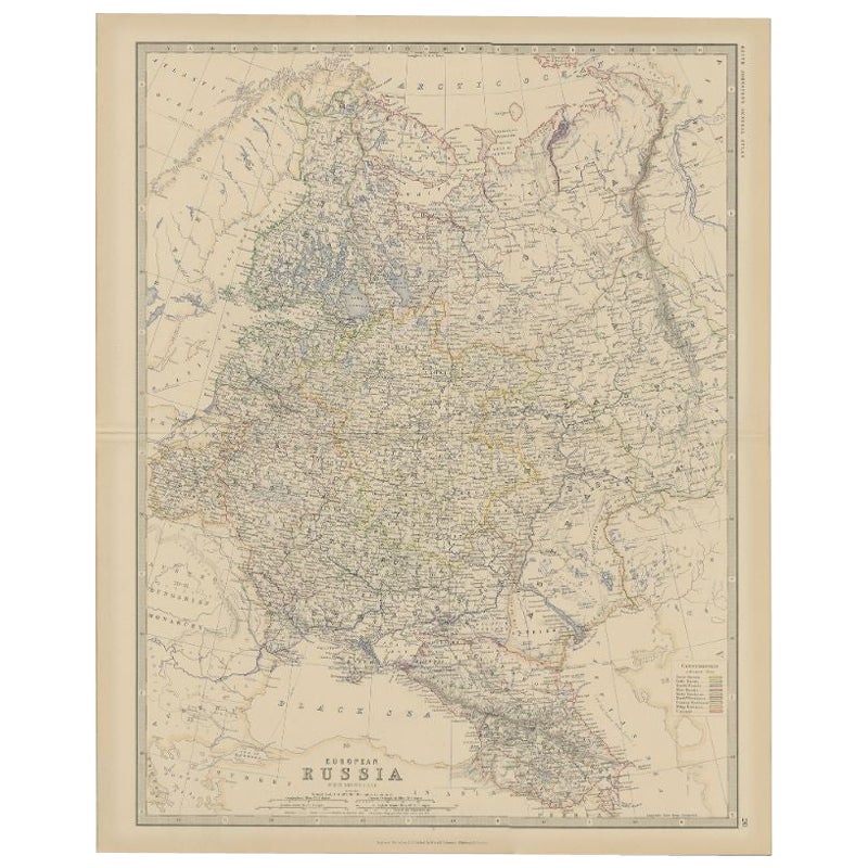 Antique Map of the European Continent, 1882 For Sale at 1stDibs