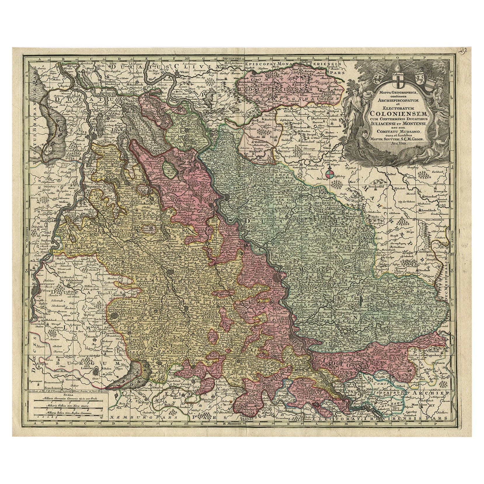 Antique Map of Part of the Rhine River by Seutter, c.1730 at 1stDibs ...