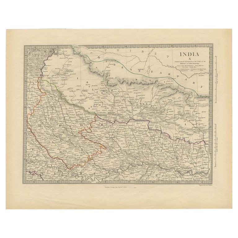Antique Map of Northeastern India by Walker, 1853 For Sale at 1stDibs