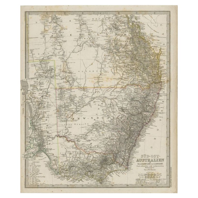 Antique Map of South East Australia by Stieler, c.1848 For Sale at 1stDibs
