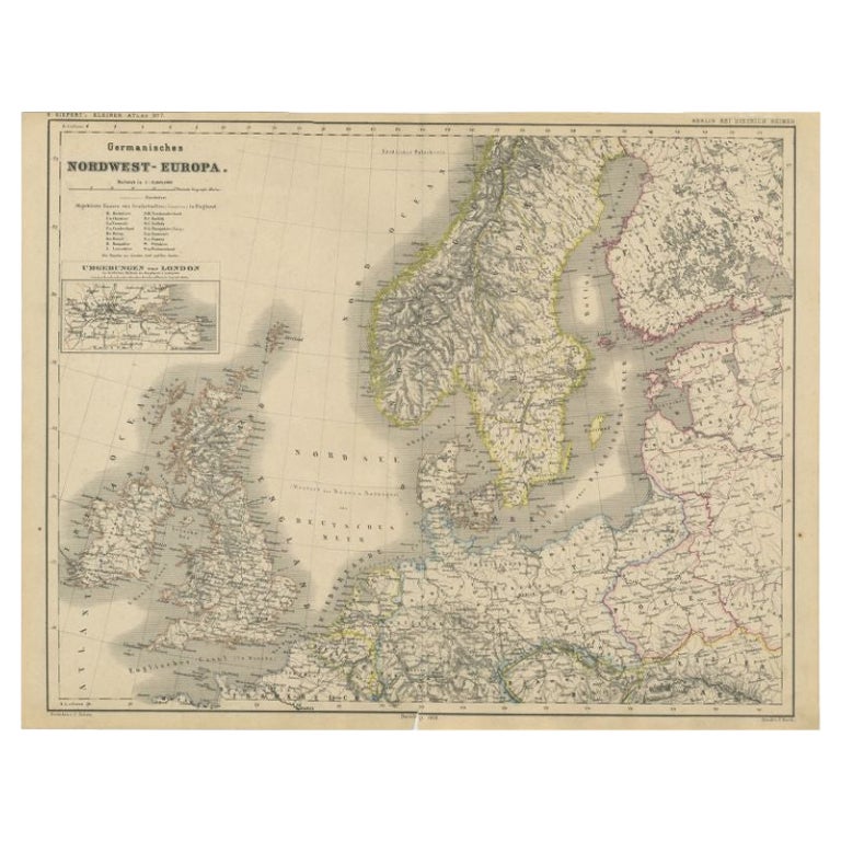 Antique Map of Northwest Europe by Kiepert, c.1870 For Sale at 1stDibs ...