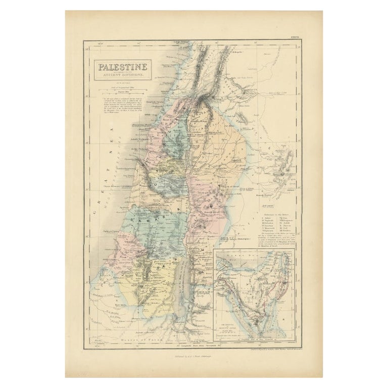 Antique Map of Palestine by Black, 1854 For Sale at 1stDibs