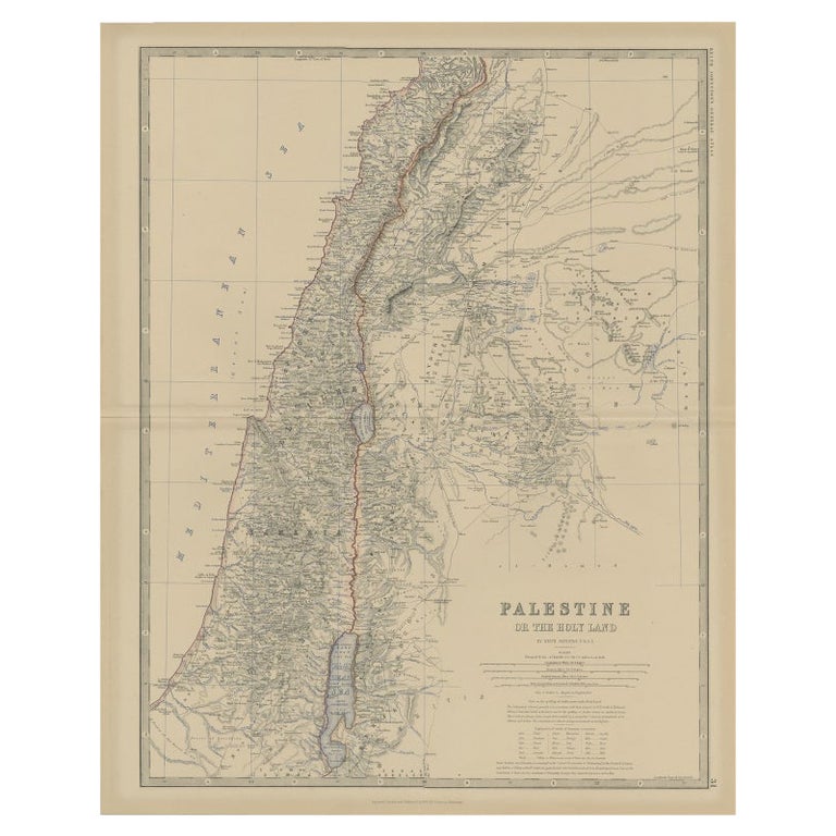 Detailed Antique Map of Palestine, 1882 For Sale at 1stDibs