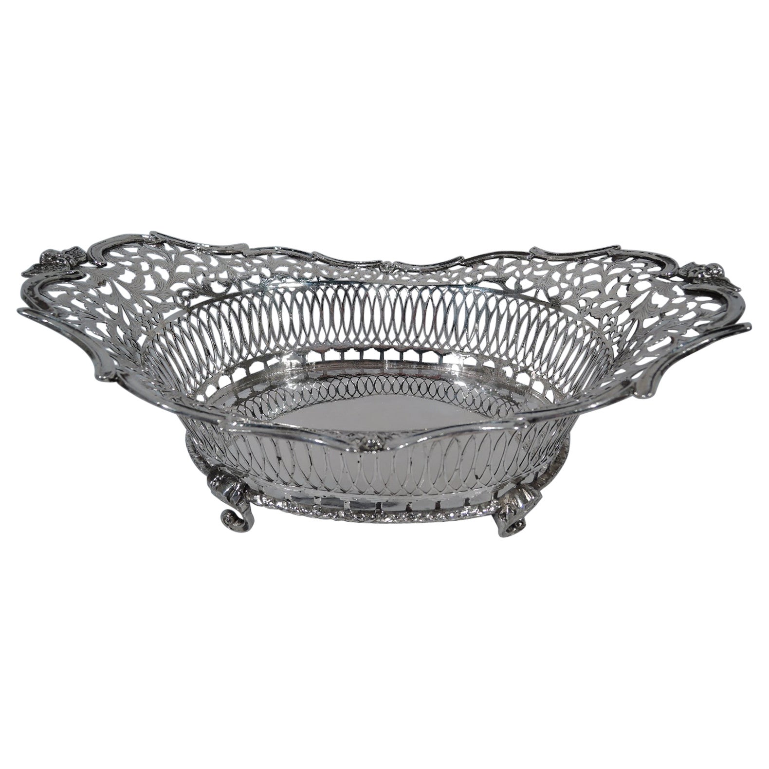 Antique Dutch Silver Centerpiece Basket For Sale at 1stDibs