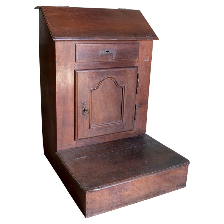 19th Century Wooden Recliner with Door and Drawer For Sale at 1stDibs