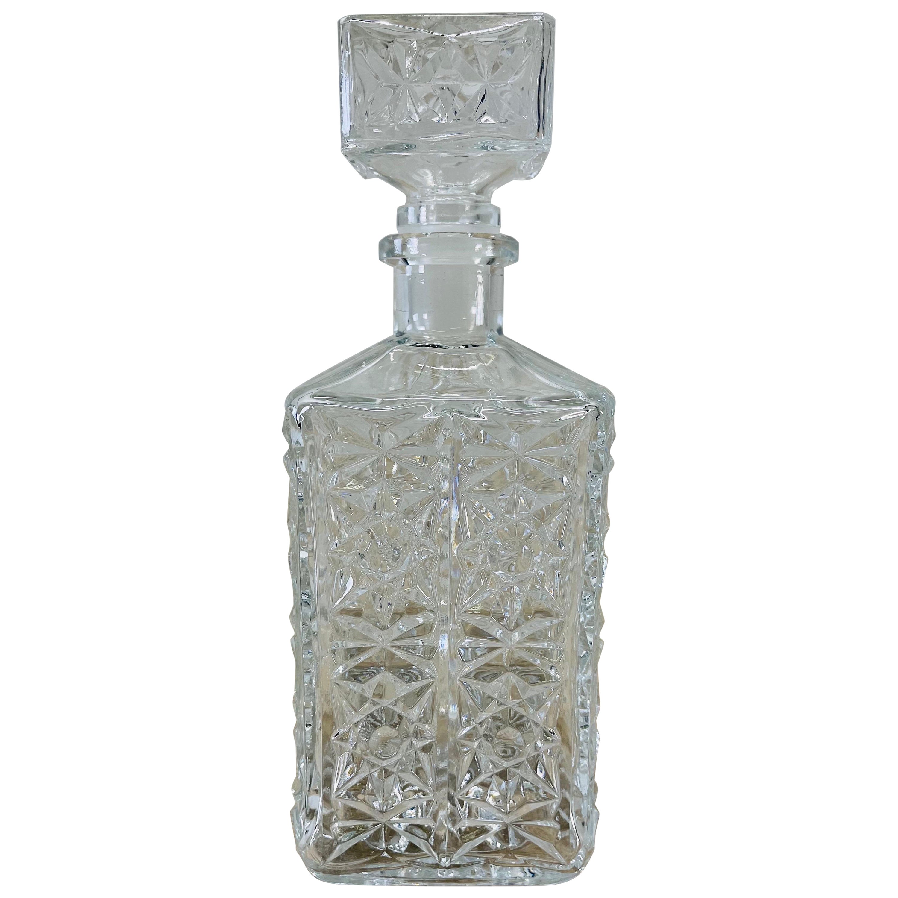 1960s Liquor Square Glass Decanters, Pair at 1stDibs