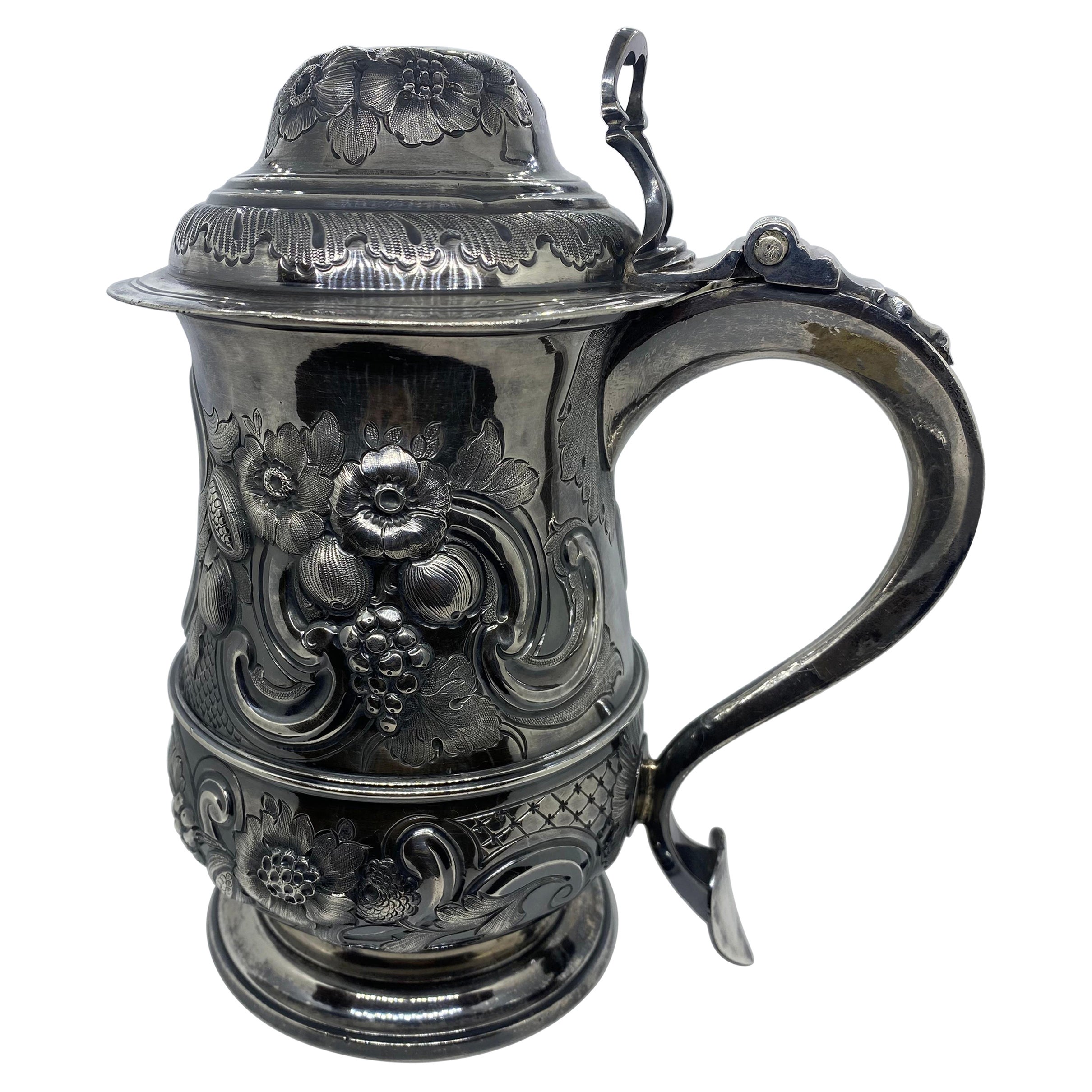 Charles II Pewter Flat Lid Tankard at 1stDibs