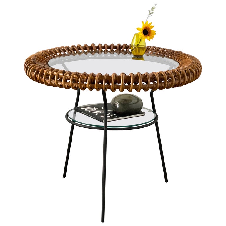 Tito Agnoli Rattan Cocktail table For Sale at 1stDibs